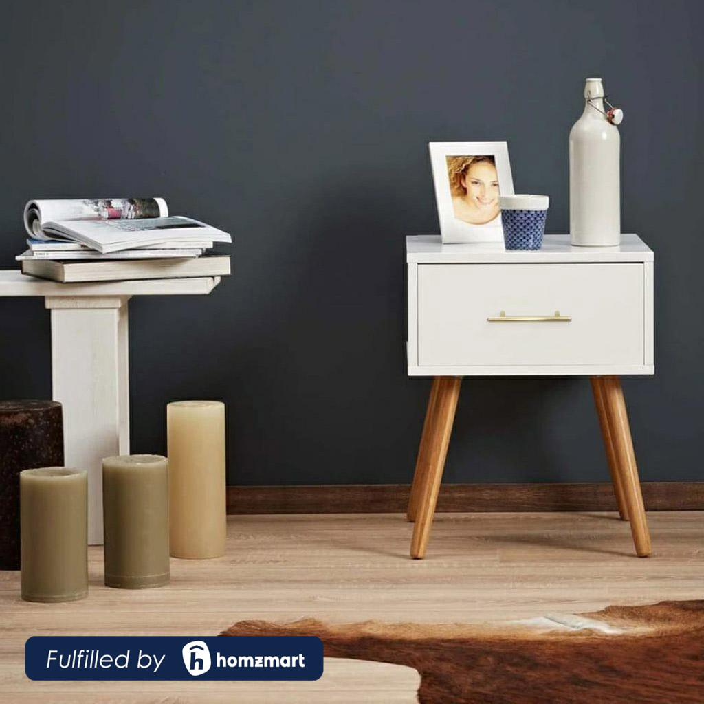 Spanish Mdf and Pvc Bedside Table White - 50x40x40 cm